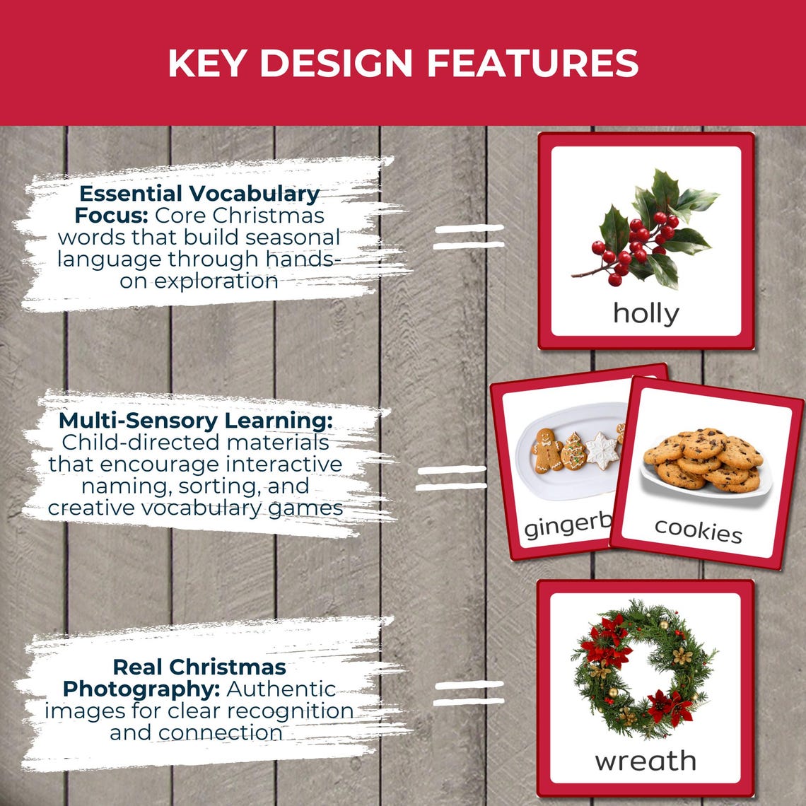 Christmas Vocabulary Cards | Real Photos | Montessori Language ...