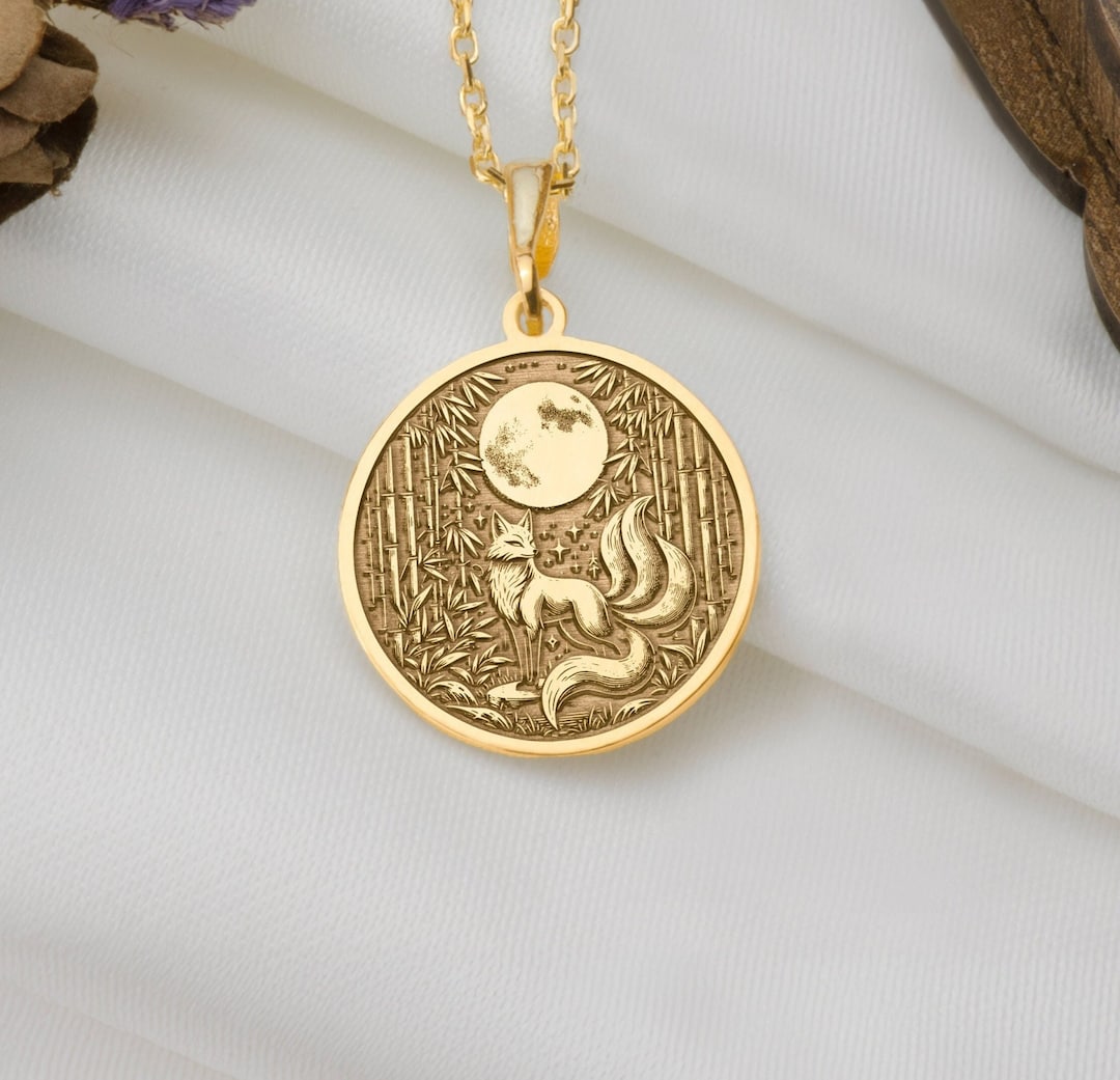 14K Solid Gold Fox Charm Necklace, Fox Silver Pendant, Rose Gold Fox ...