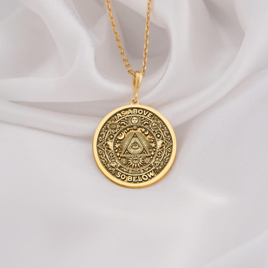 Handmade "as Above so Below" Medallion, 14K Gold Esoteric Pendant - Etsy