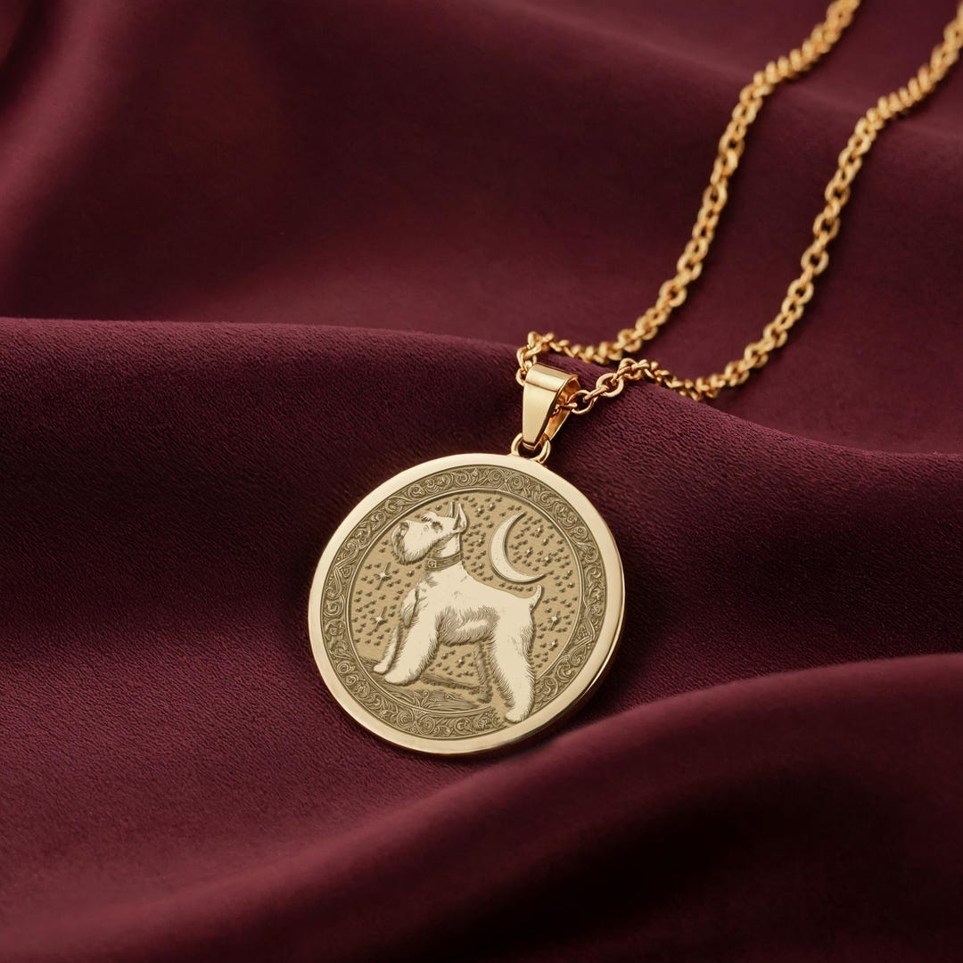 14K Gold Schnauzer Necklace: Sterling Silver Dog Portrait Pendant - Etsy