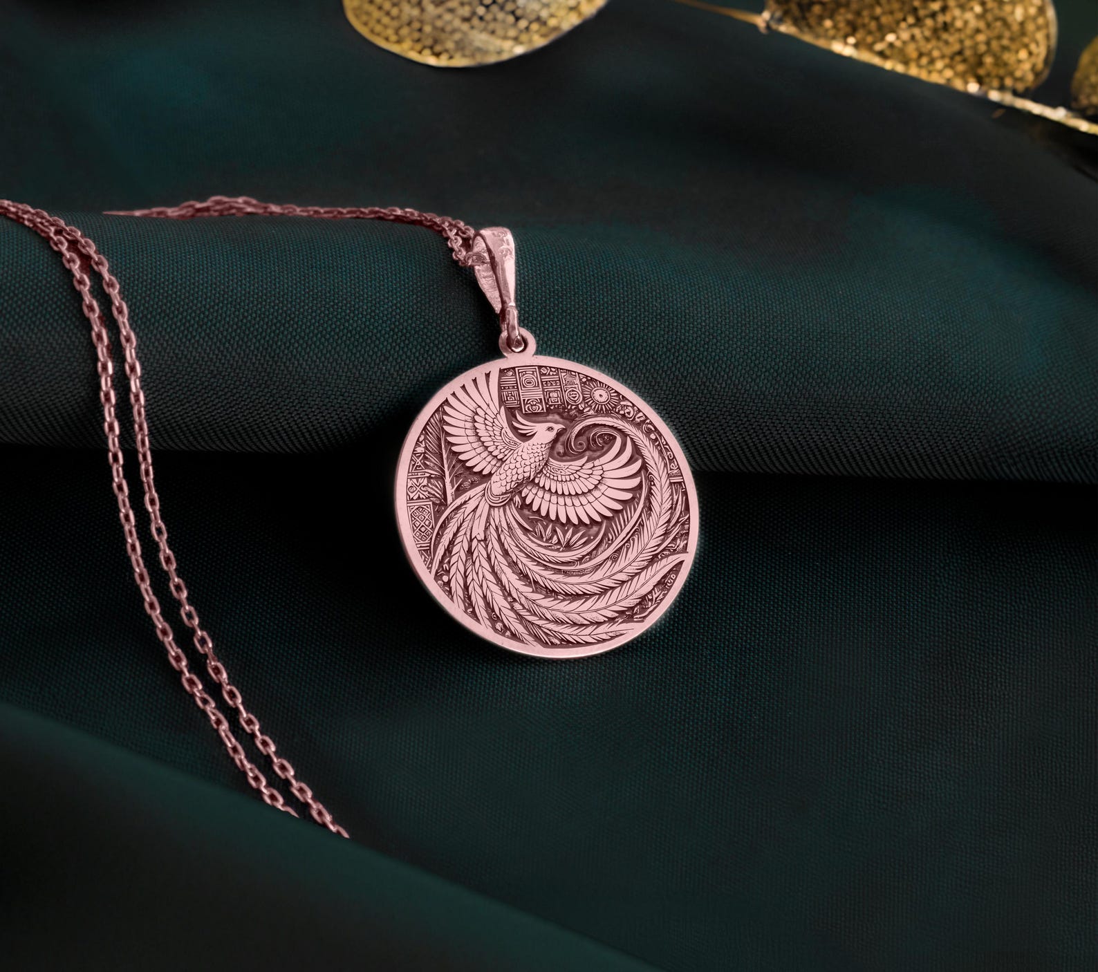 14K Gold Quetzal Bird Pendant, Sterling Silver Maya Necklace ...