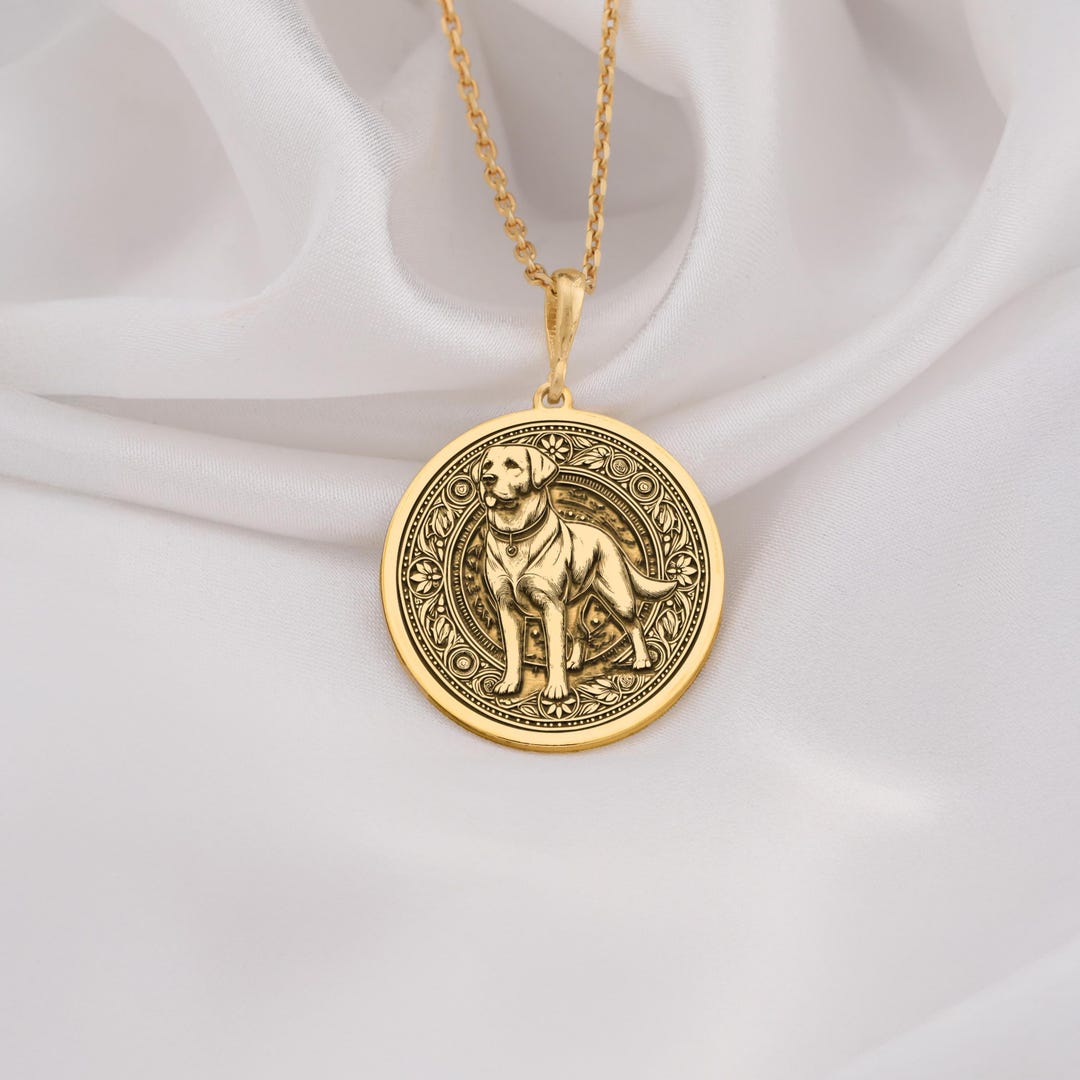 14K Gold Labrador Pendant, Sterling Silver Dog Medallion, Handmade ...