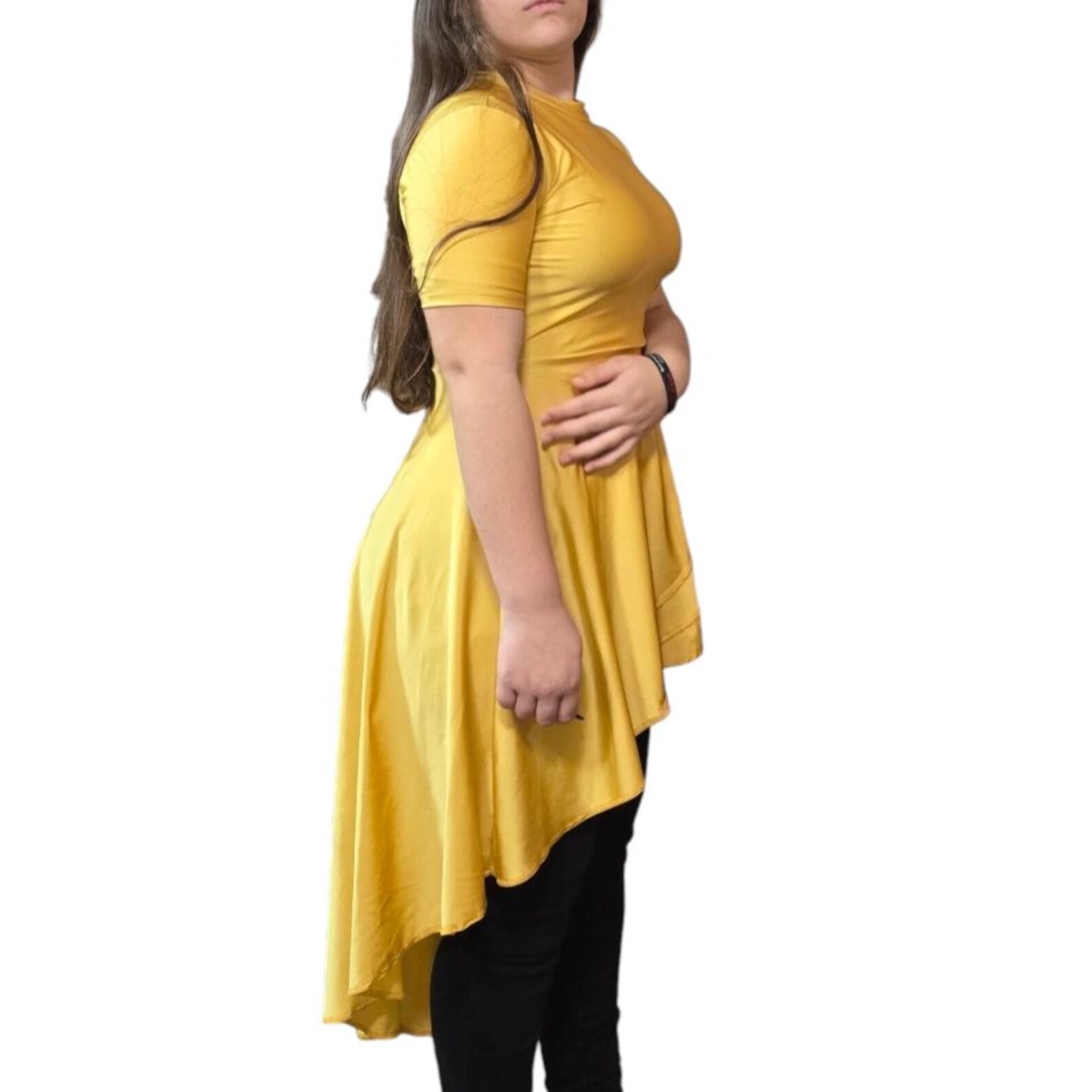 Women's Yellow Asymmetrical High Low Tunic Top, Short Sleeve. - Etsy