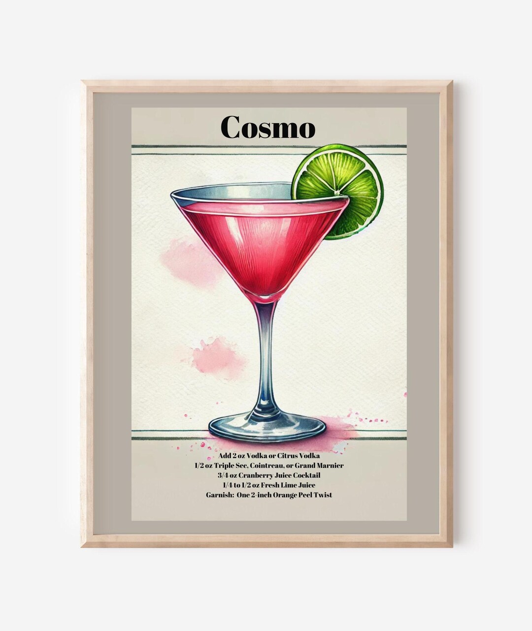 Cosmo Cocktail Print, Cosmo Poster, Retro Cocktail Print, Cocktail ...