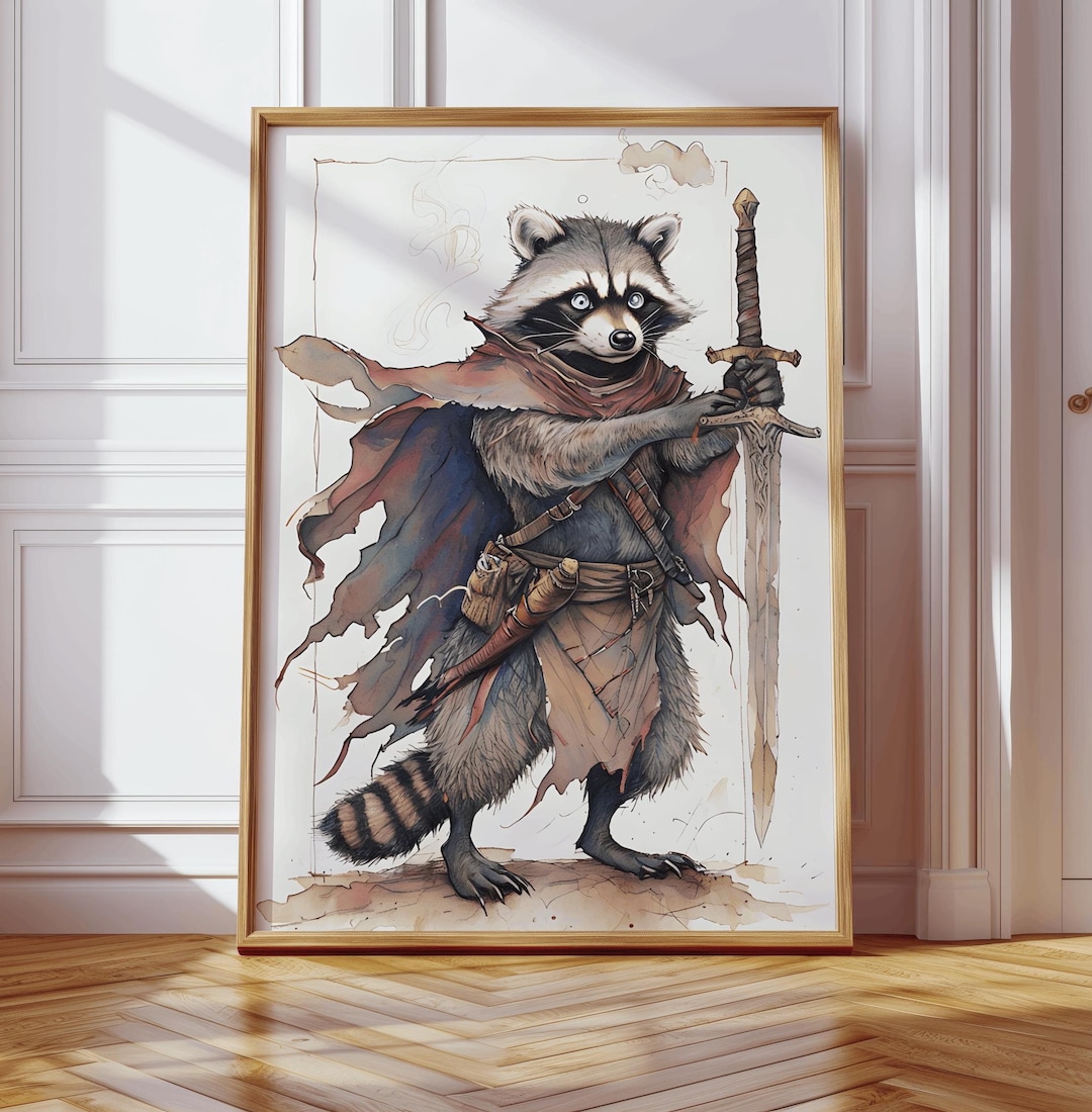Raccoon Medieval Knight,renaissance Outlaw,fantasy Battle Warrior,dark ...