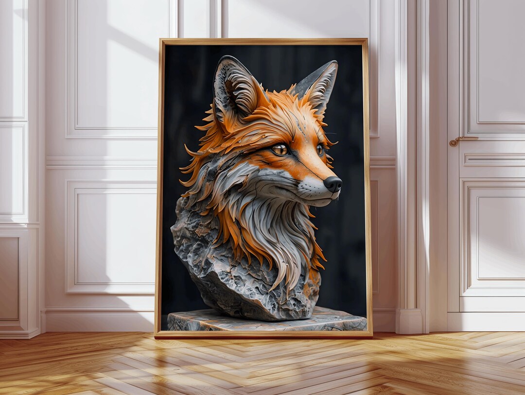Red Fox Wall Art,wildlife Animal Poster,fox Bust Digital Print,forest ...