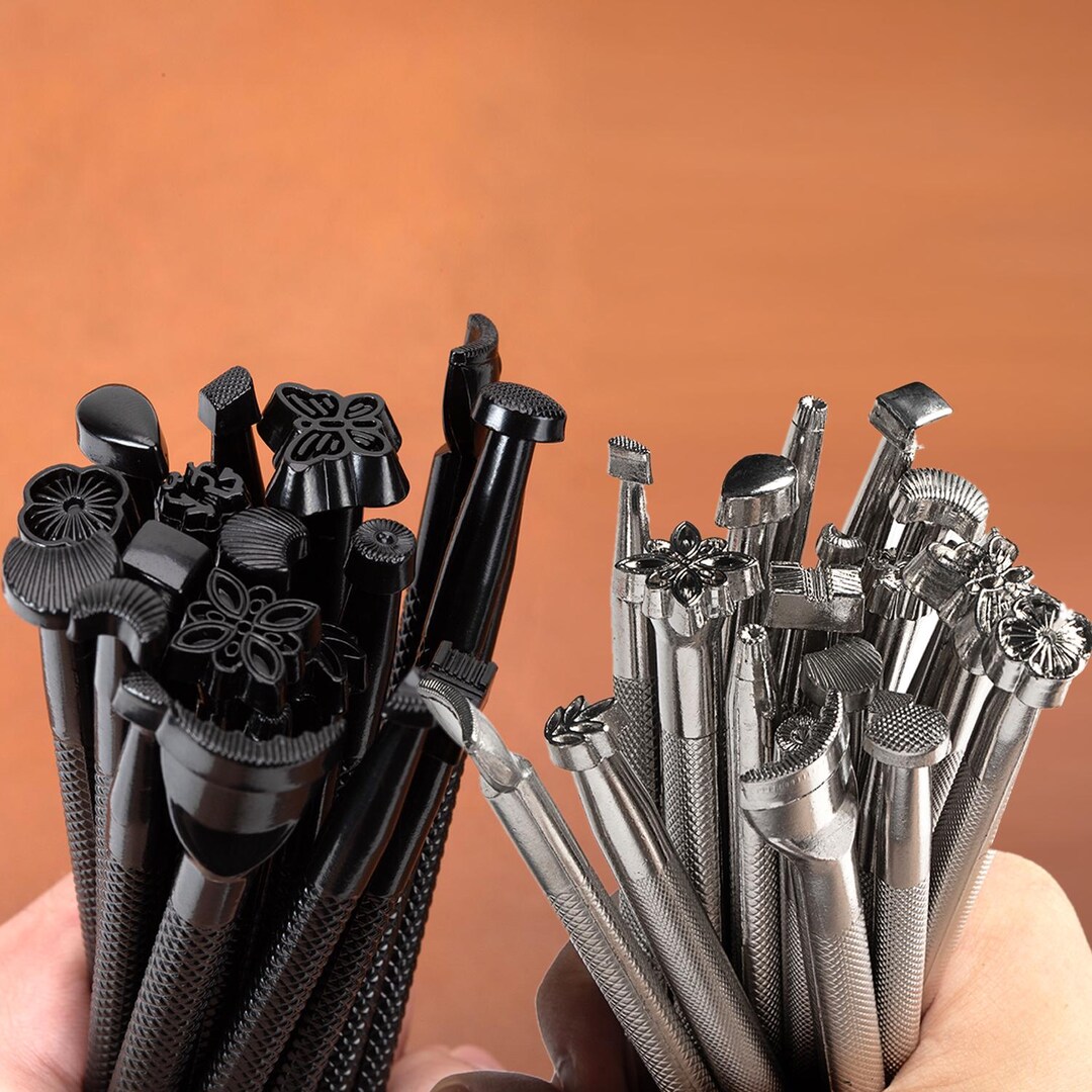 20PCS Leather Stamps Carving Tools Embossing Stamping Punch Kit Alloy ...