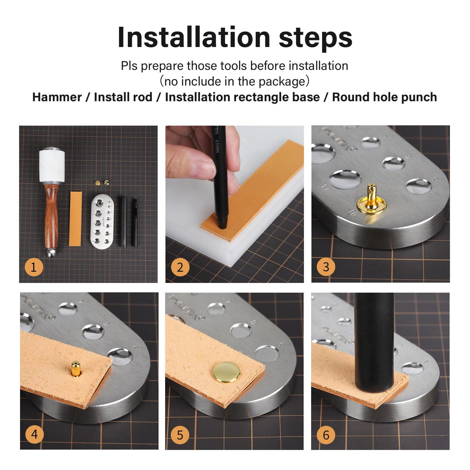 Rivet Setter Tool Metal Rivet Fixing Setting Installation Tools Brass ...
