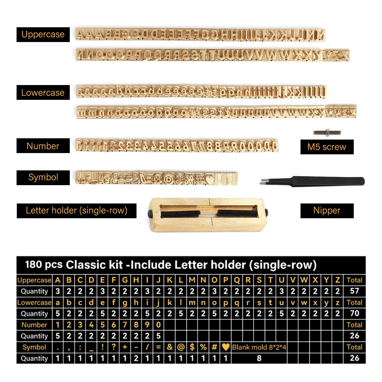 Custom Fonts Copper Brass Stamping Set Essential Letters Numbers ...