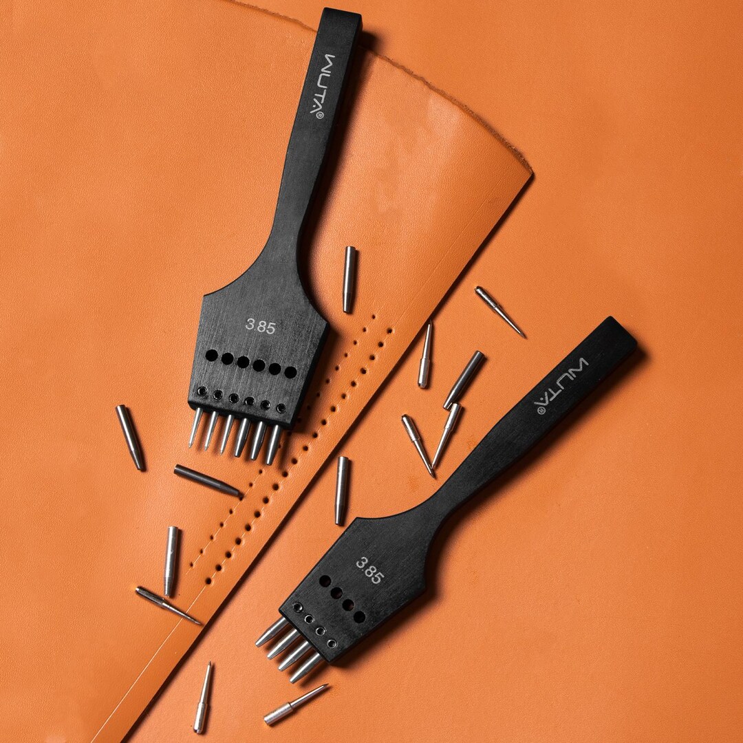 Leather Punch Head Hollow Replaceable Pricking Iron for Leather Stitching Removable Chisel Round ...