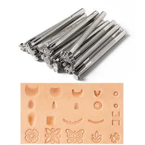 20PCS Leather Stamps Carving Tools Embossing Stamping Punch Kit Alloy ...