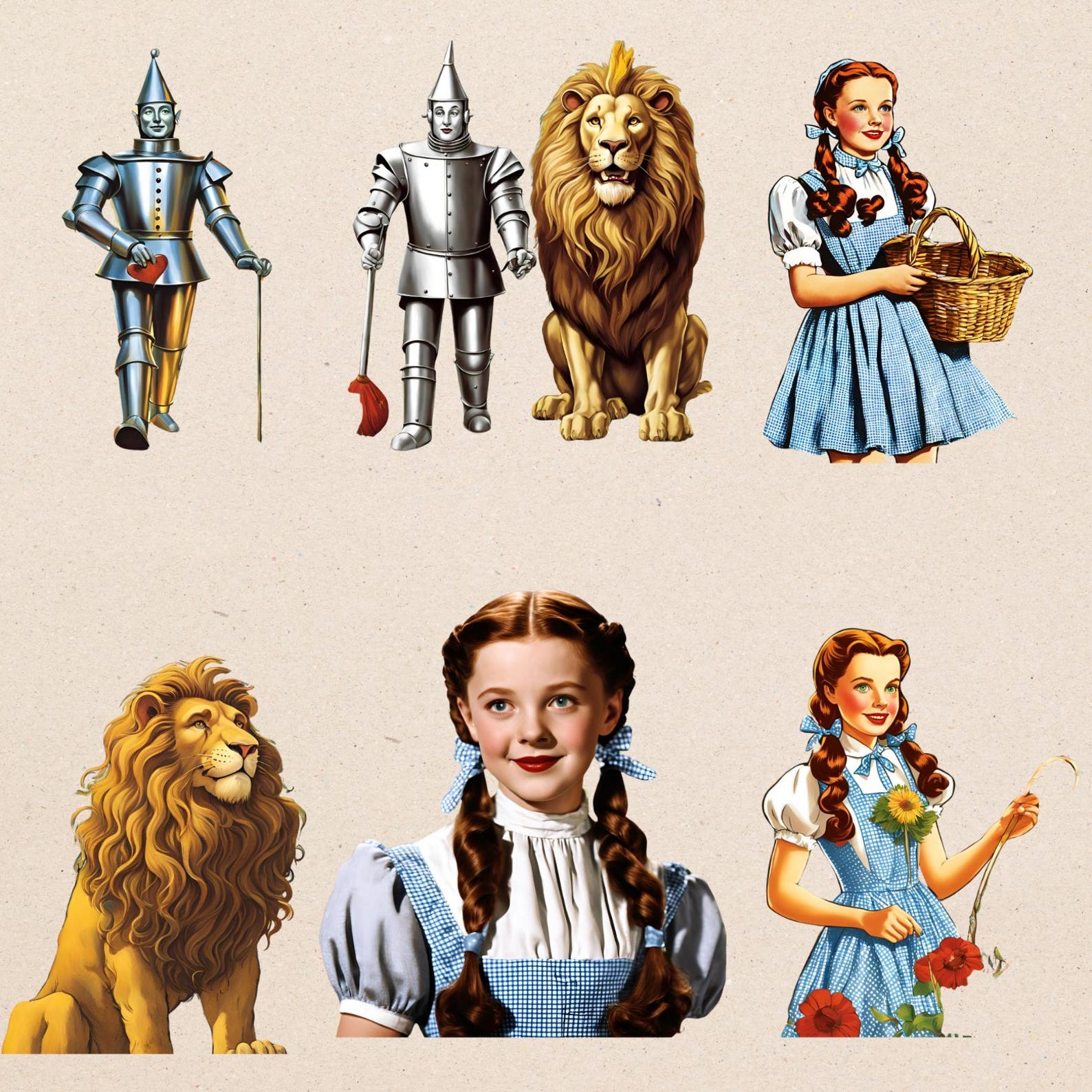 Wizard of Oz Cliparts, Retro Characters PNG (digital Download) - Etsy