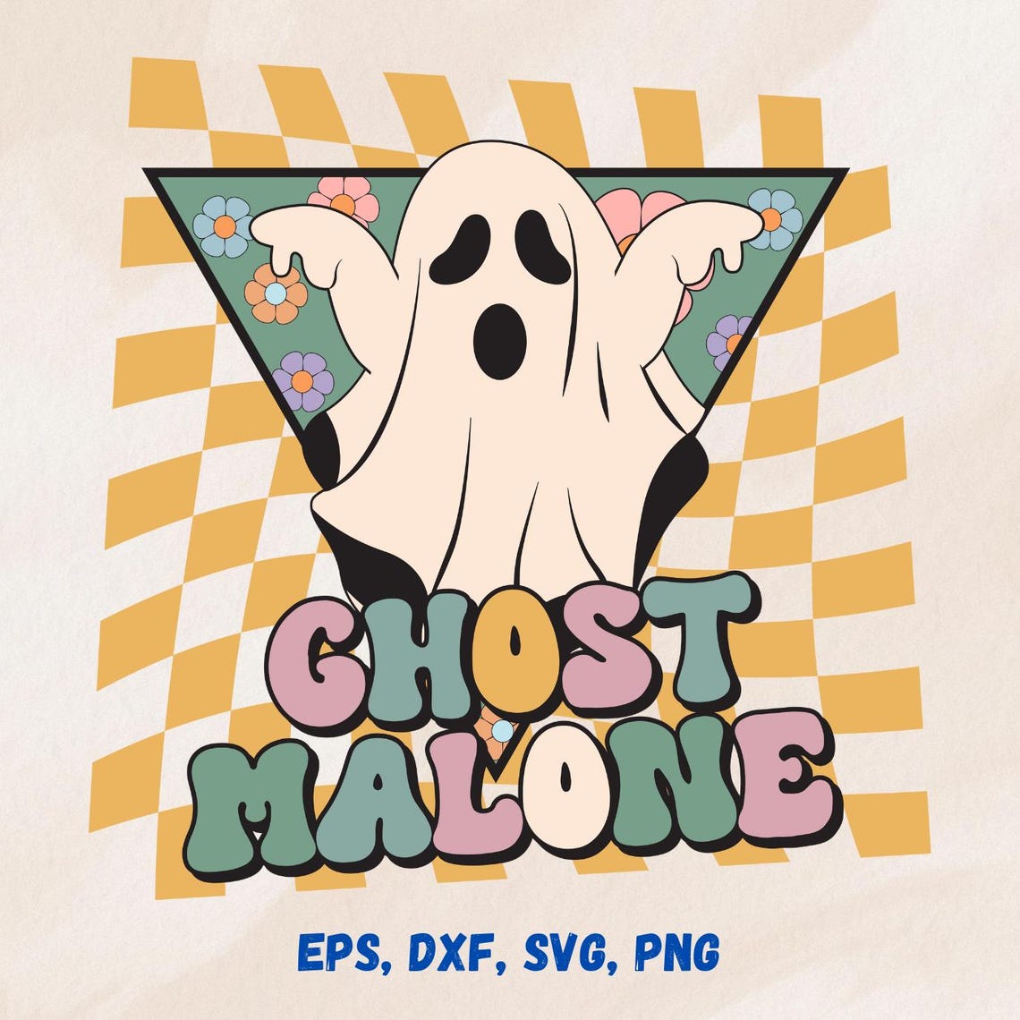 Spooky Retro Ghost Malone PNG, Halloween Ghost Malone Sublimation ...
