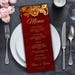 Editable Classy Red Velvet Wedding Menu Card, Velvet Wedding Menu ...