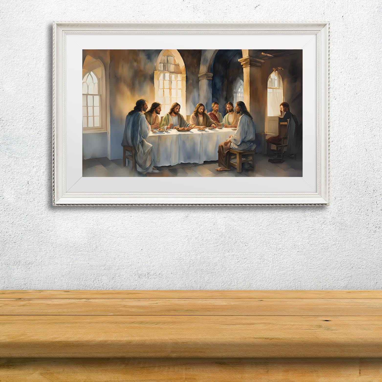 The Last Supper Wall Art Painting, Watercolour Last Supper Wall Art ...