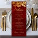 Editable Classy Red Velvet Wedding Menu Card, Velvet Wedding Menu ...