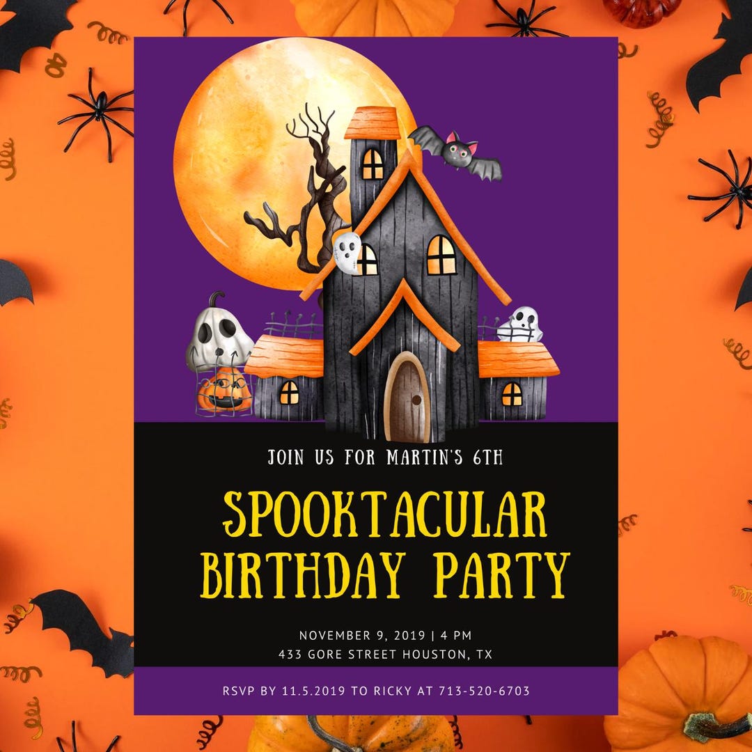 Spooky Birthday Party Invitation, Halloween Party Invite, Halloween ...