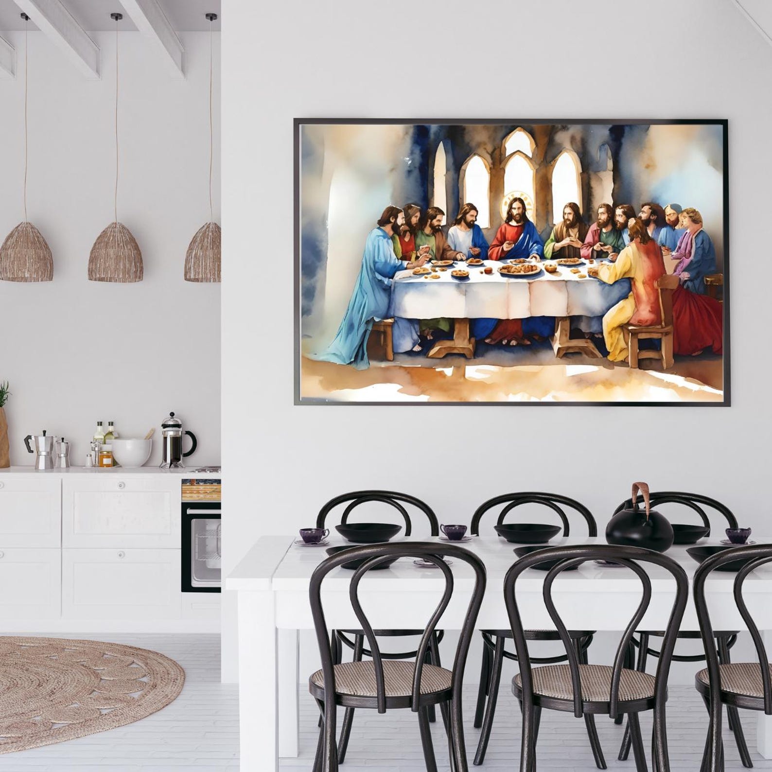 Watercolor the Last Supper Wall Art Painting, Religous Wall Art, Jesus ...