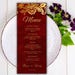Editable Classy Red Velvet Wedding Menu Card, Velvet Wedding Menu ...