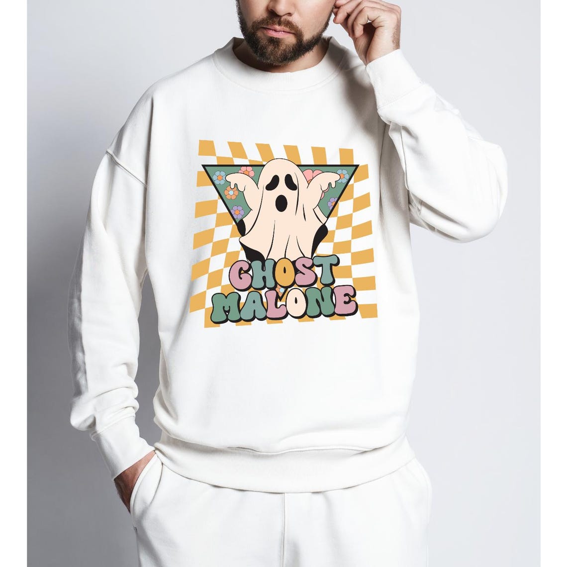 Spooky Retro Ghost Malone PNG, Halloween Ghost Malone Sublimation ...