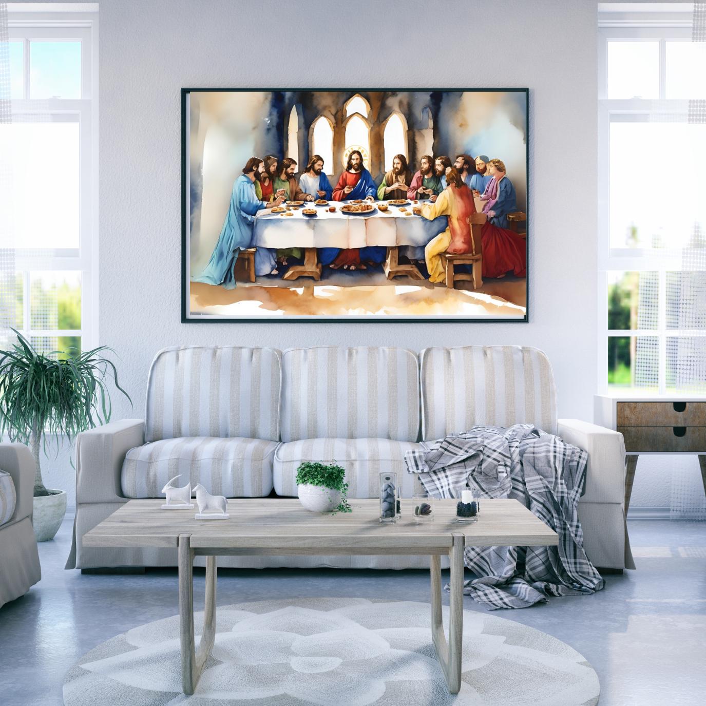Watercolor the Last Supper Wall Art Painting, Religous Wall Art, Jesus ...