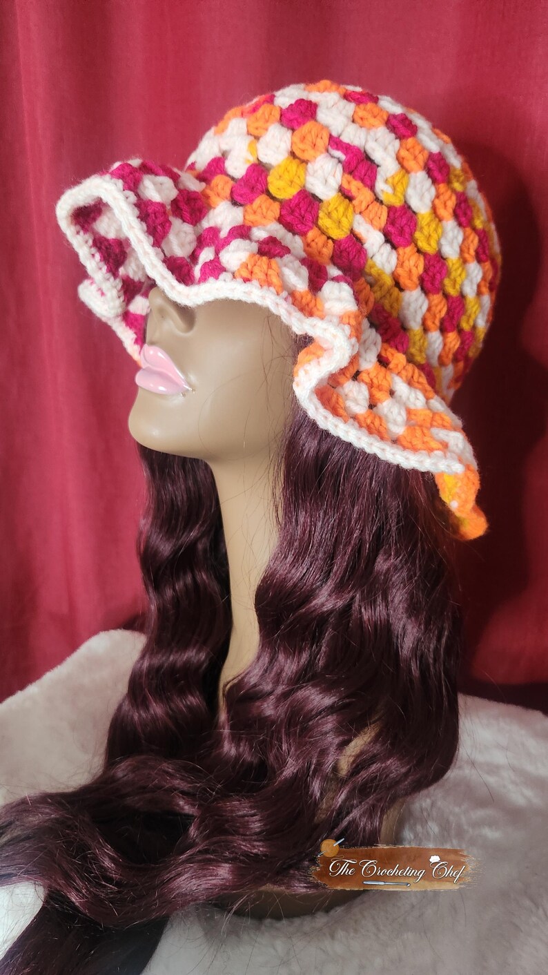 Wavy Brim, Granny Square Crochet Bucket Hat - Etsy
