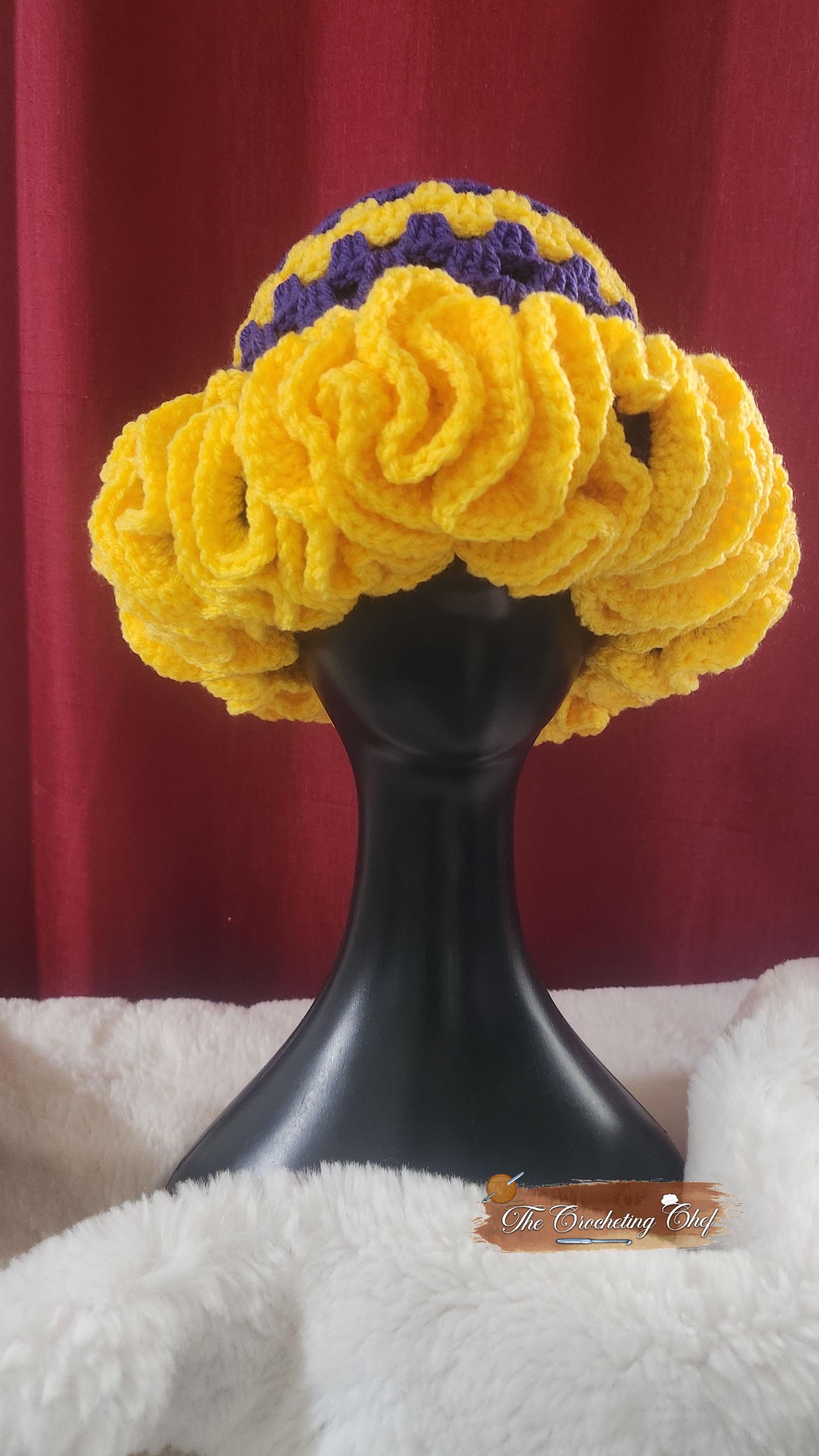 Granny Square Crochet Ruffle Hat "lsu" - Etsy