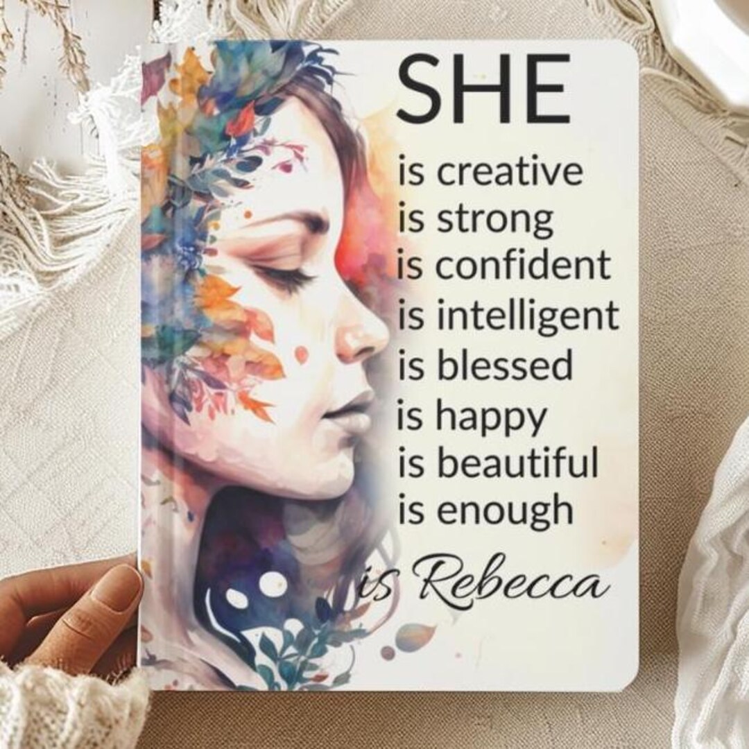 She is Affirmations Journal, Custom Journal With Name, Personalized ...