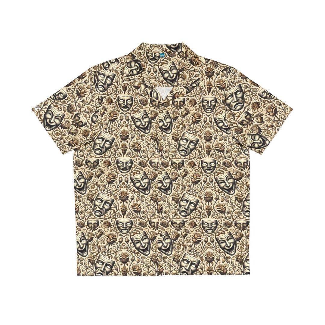 Thespian Comedy-tragedy Mask With Roses Men's Hawaiian Shirt - Etsy