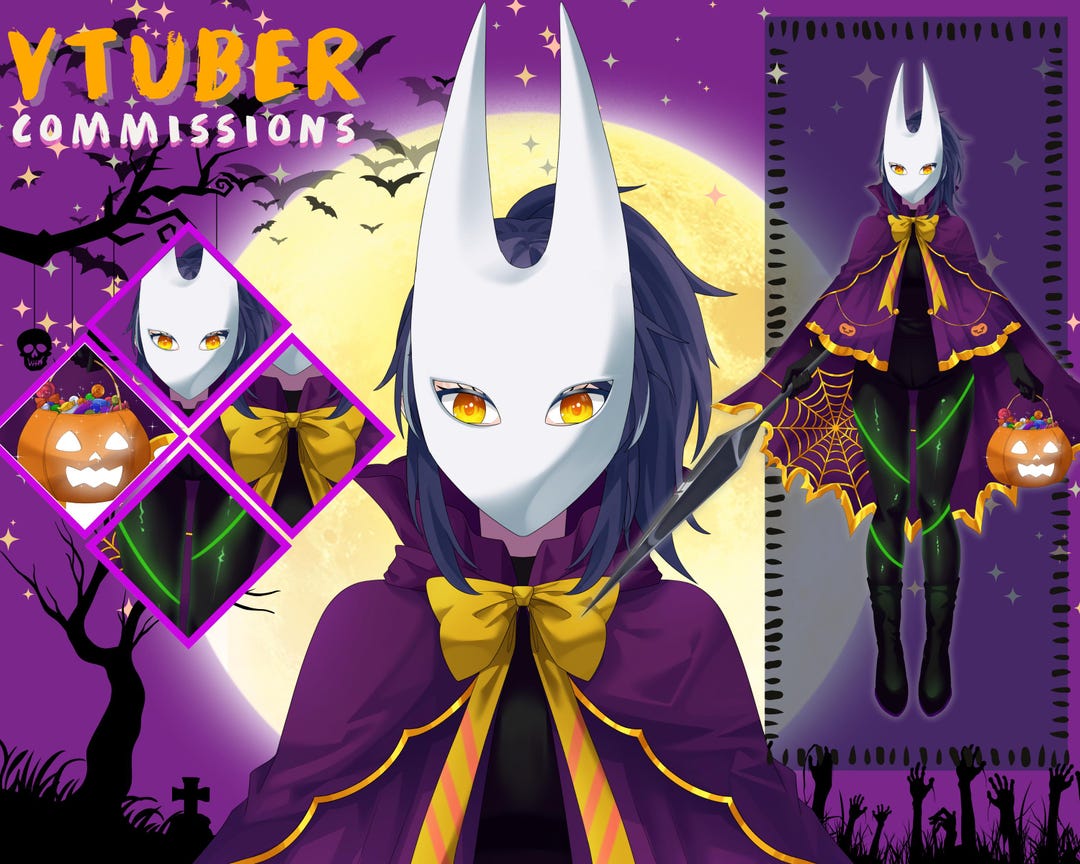 Custom Halloween Vtuber Model: Spooky Live2d Avatar for Streaming - Etsy