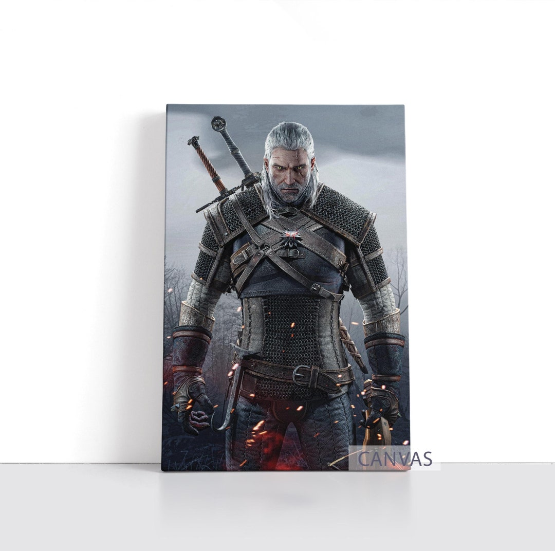 Geralt of Rivia Poster the Witcher 3 Wild Hunt Framed Canvas Print Game ...