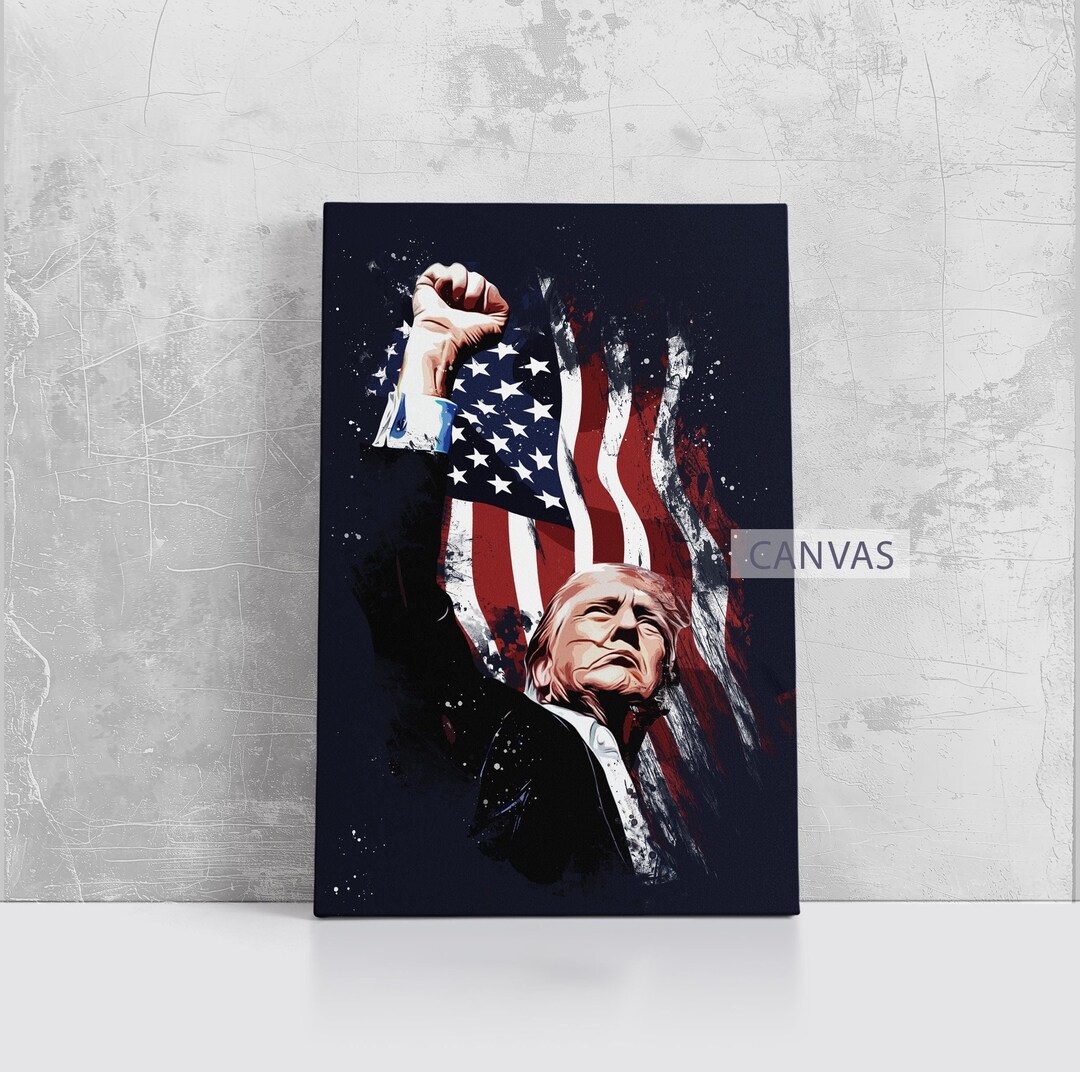 Donald Trump Poster American Flag Maga Framed Canvas Print US President ...