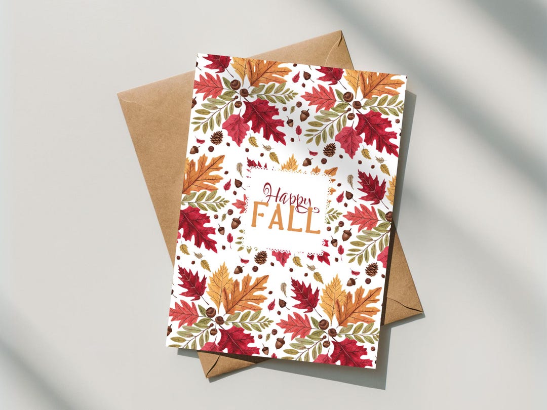 Happy Fall Greeting Card Autumn Greeting Digital Card Thanksgiving ...