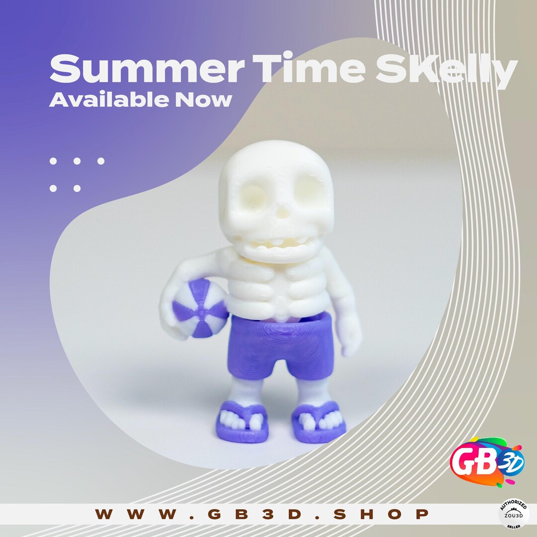 3D Printed Summer Skeleton With Beach Ball: Fidget Toy Keychain - Etsy