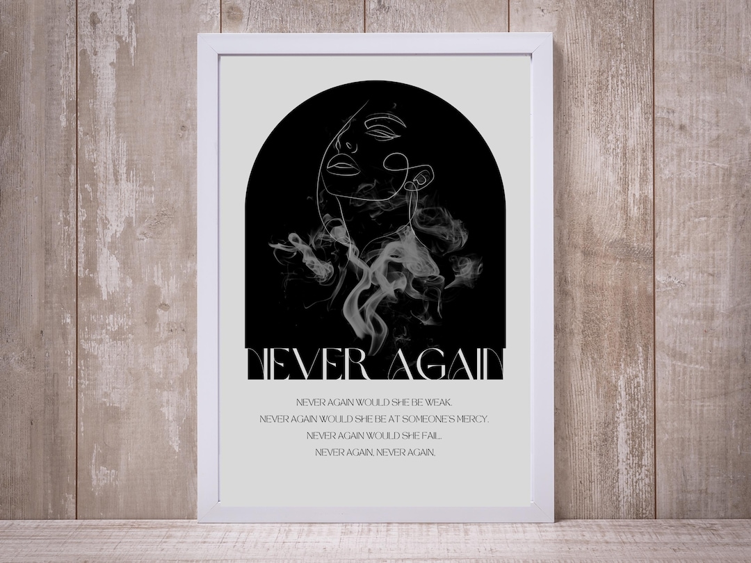Nesta Archeron 'never Again' Quote Poster - A Court of Silver Flames - Etsy