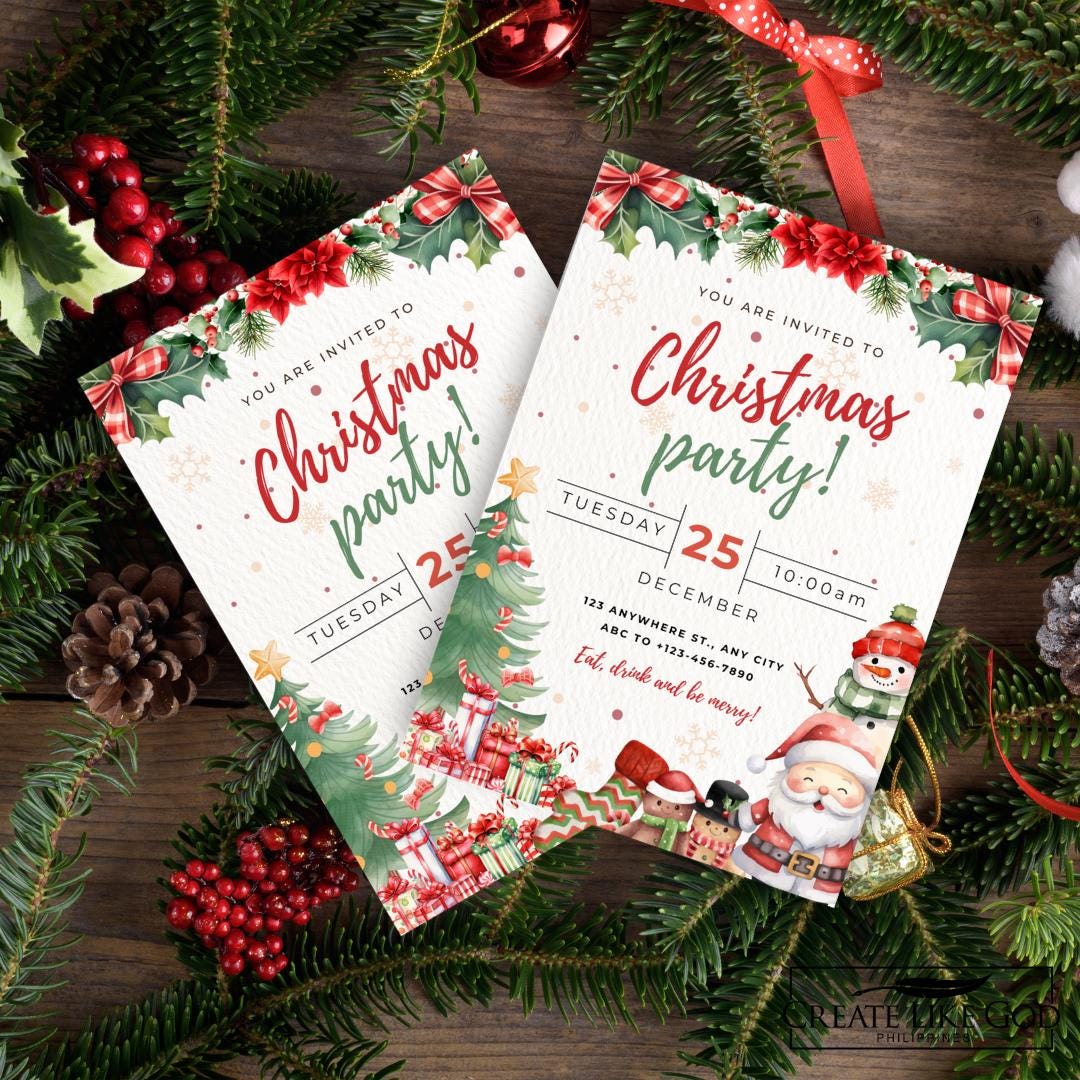 Editable Christmas Party Invitation - Etsy