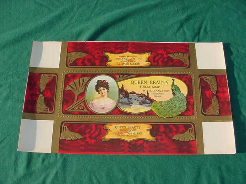 1910 Chromolitho Soap Box Ad Label Queen Beauty Victorian | Etsy