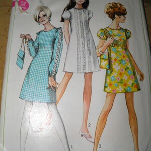 Simplicity 7557 Vintage 1968 Retro A-line Mini Dress Pattern - Junior Teens Size 11/12 - Bust 32 ...