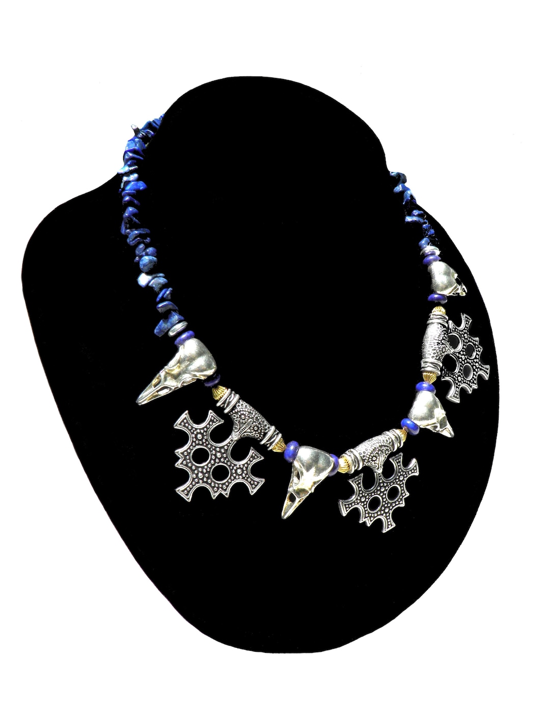 235 Hiddensee Viking Raven Pendant Necklace & Earring Set, Lapis Lazuli ...