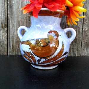 Tonala Mexican Folk Art Pottery, Two Handled Hand Painted Ceramic Vase ...