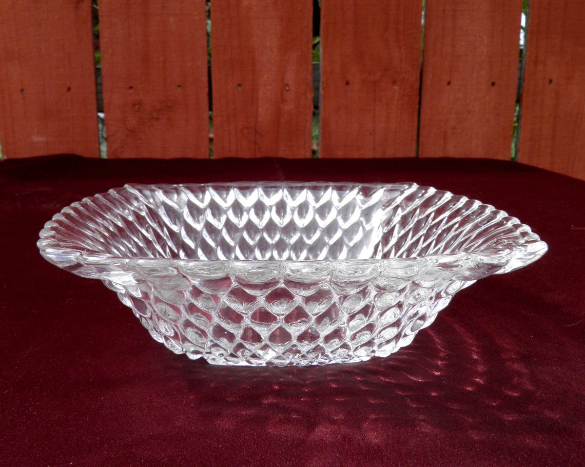 1950's ANCHOR HOCKING Clear Diamond Pattern Bowl Candy - Etsy