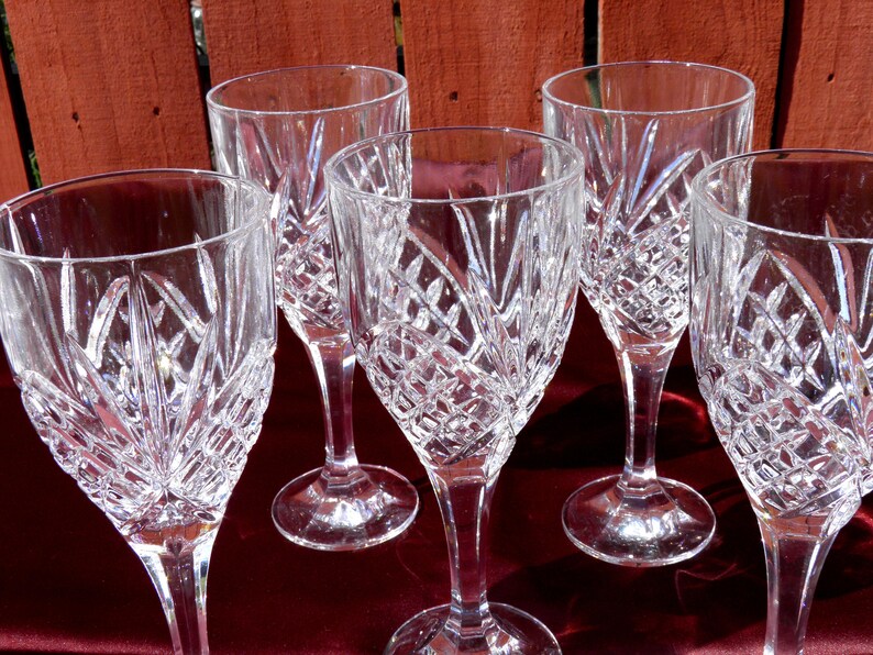 5-pieces 24% Heavy Cut Lead Crystal Wine Goblets Wheat & - Etsy