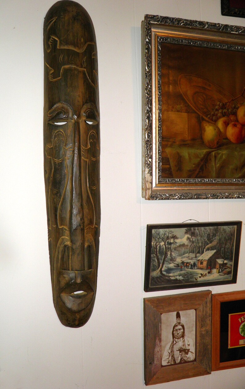 Indonesian African Style Wood Face Mask Primitive Ceremonial | Etsy