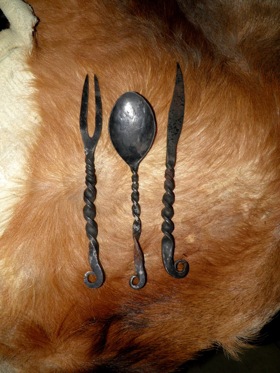 Medieval Cutlery Set, Knife, Spoon & Fork Middle Ages Camp Equipment ...