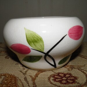 REDUCED - 1950's Stetson Pottery - Sugar Bowl - Pink & Green Leaf ...