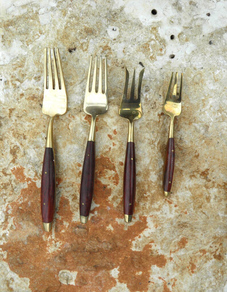 Bronze & Rosewood Cutlery Set Single Place Setting | Etsy