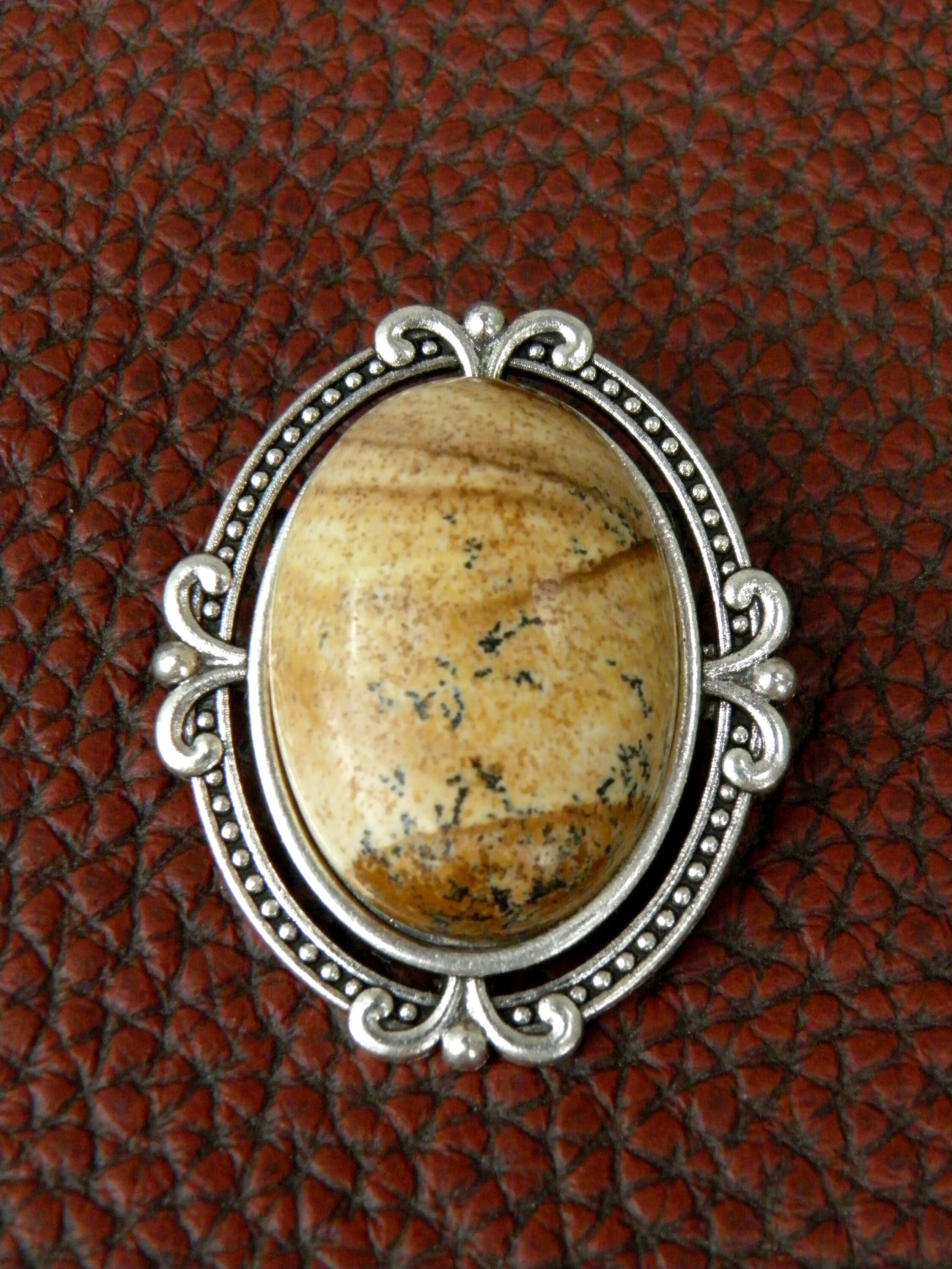 Handcrafted Genuine Wood Picture Jasper Gemstone Brooch Pin | Etsy