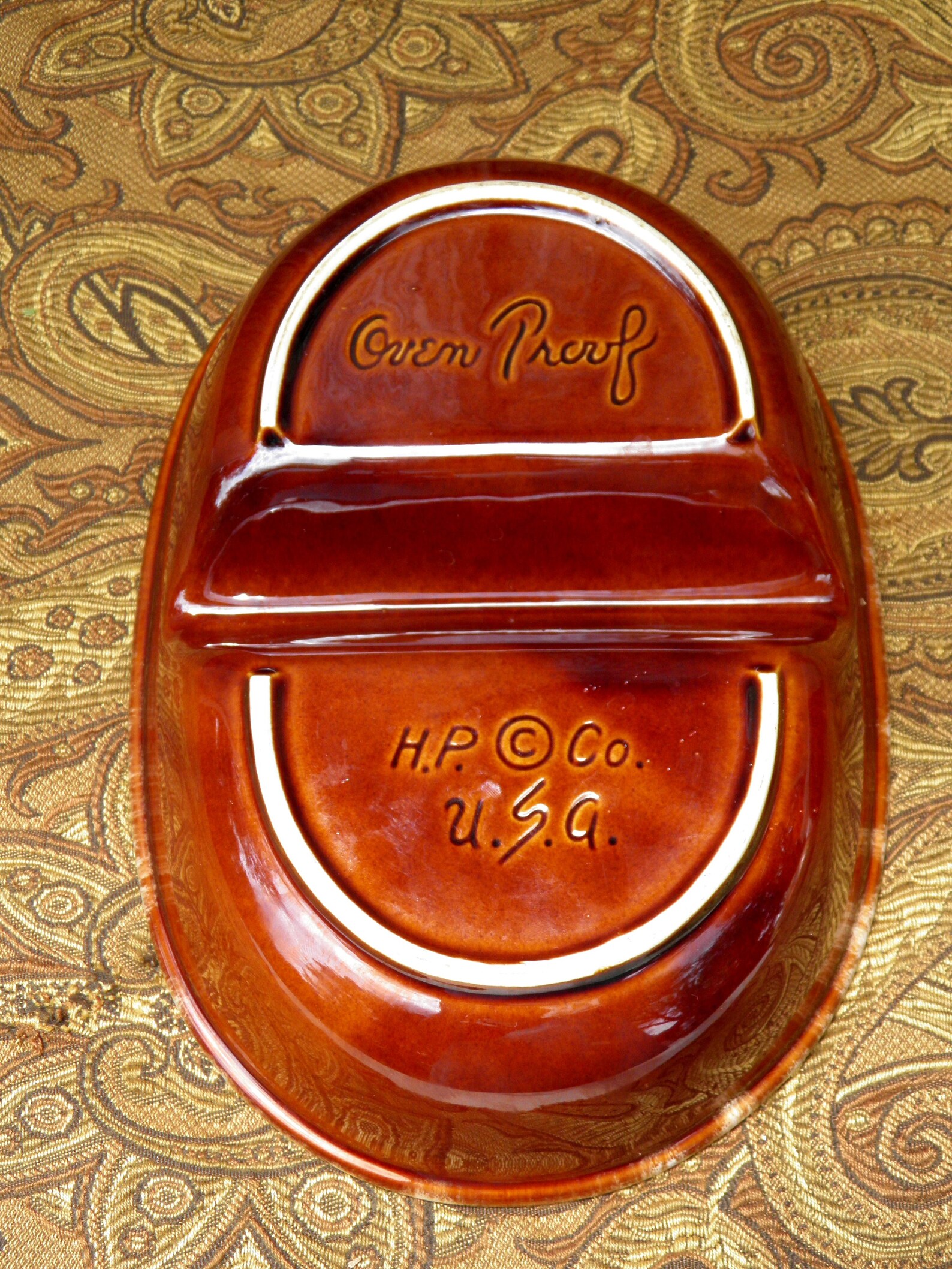 1950's HULL Vintage 2-Part Divided Relish Dish Brown Drip | Etsy