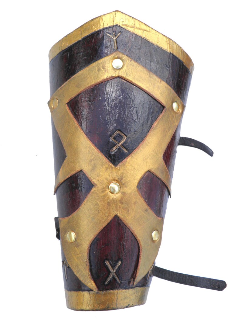 Womens Leather Valkyrie Fantasy Armor Single Shin Guard - Norse Goddess ...