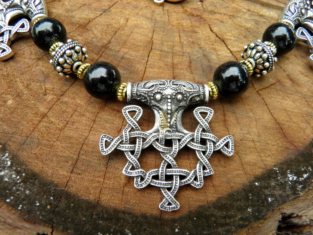 225 Hiddensee Viking Age 3-pendant Necklace & Earring Set, Black Onyx ...